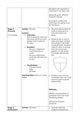 Lesson plan for teaching of symbolism (wuthering Heights) | DOCX