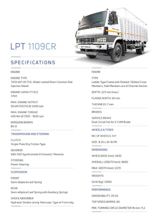 Tata LPT 1109: Light Commercial Vehicle | PDF