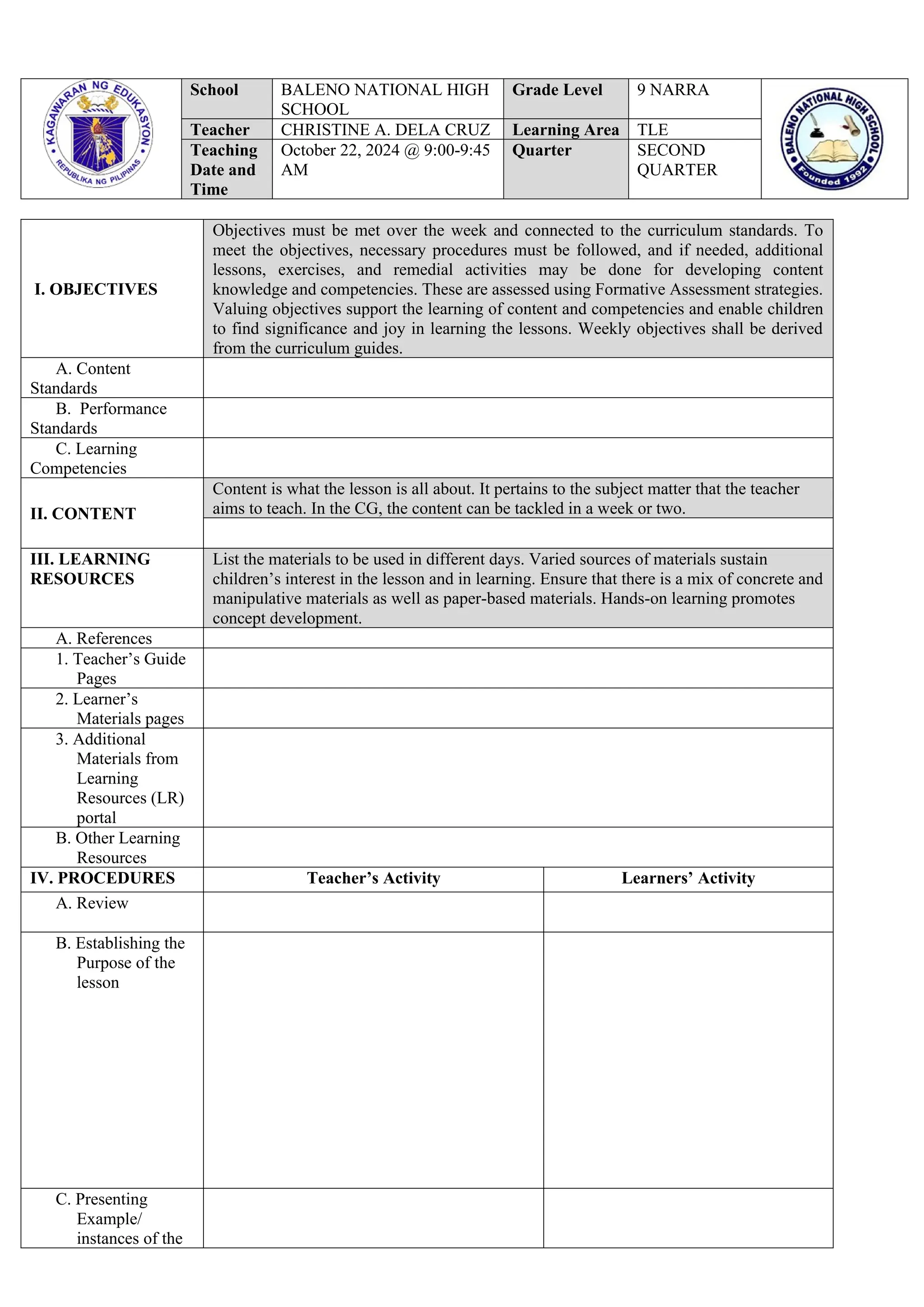 LP template.docx for students.hashjhgasjhgja | PDF