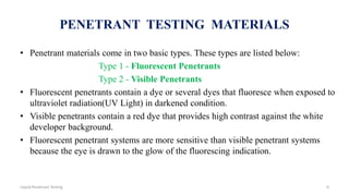 Penetrant Testing PPT | PPTX | Makeup and Accessories | Beauty