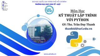 Ky thuat Lap trinh voi Python - Tran Duy Thanh | PDF
