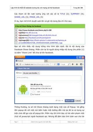 Lập trình và thiết kế website tương tác với facebook tập 1 | PDF
