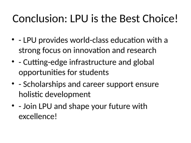 LPU_Best_Presentation . LPU is best all information in one PPT | PPT