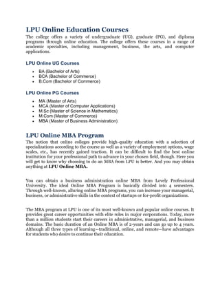 LPU Online Education | PDF