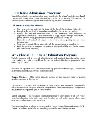 LPU Online Education | PDF | Postgraduate Education | College Education