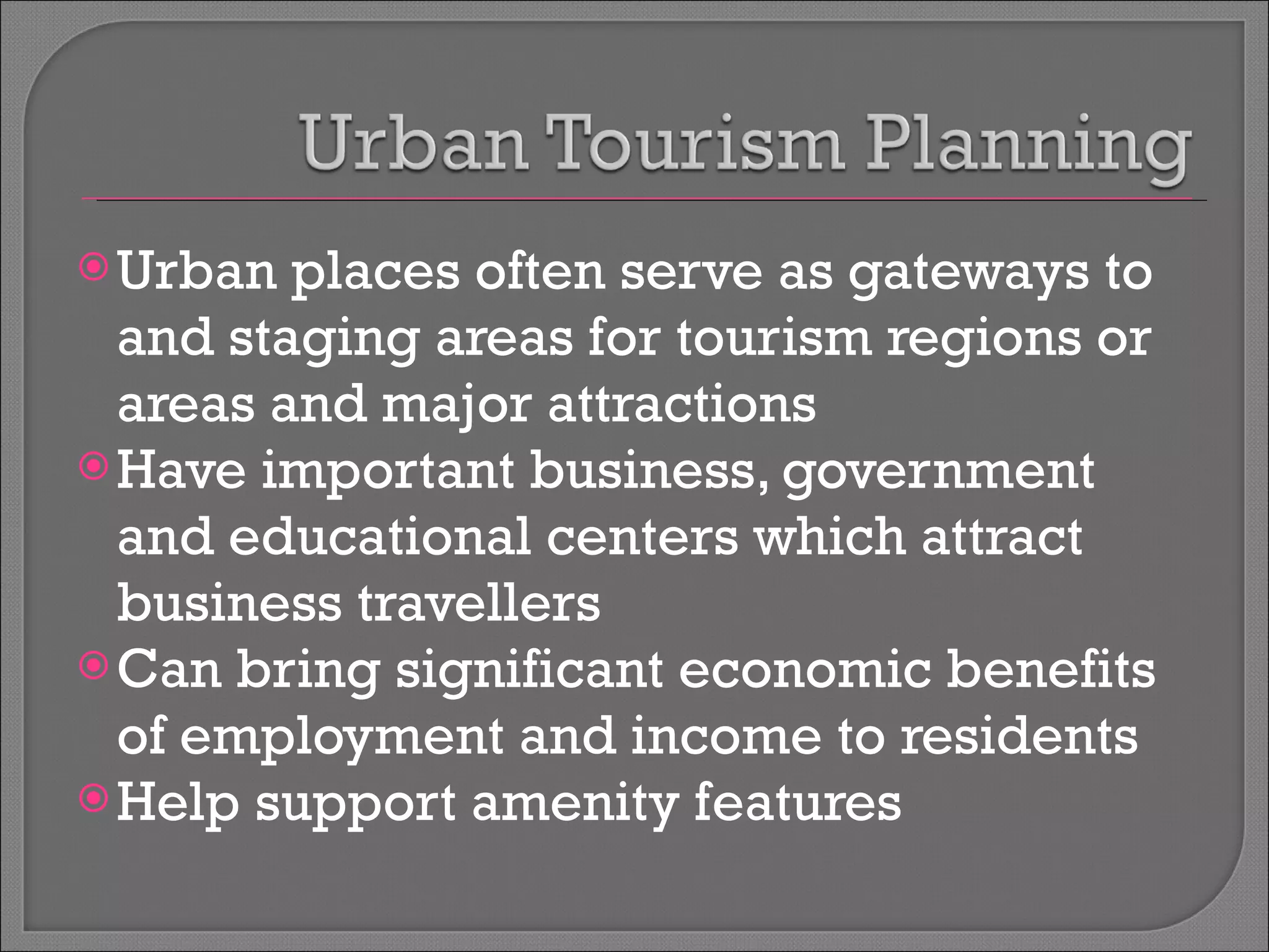 urban tourism planning | PPT
