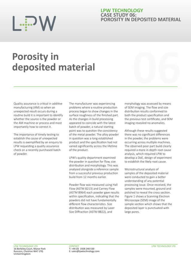 POROSITY IN DEPOSITED MATERIAL - ADDITIVE MANUFACTURING | PDF
