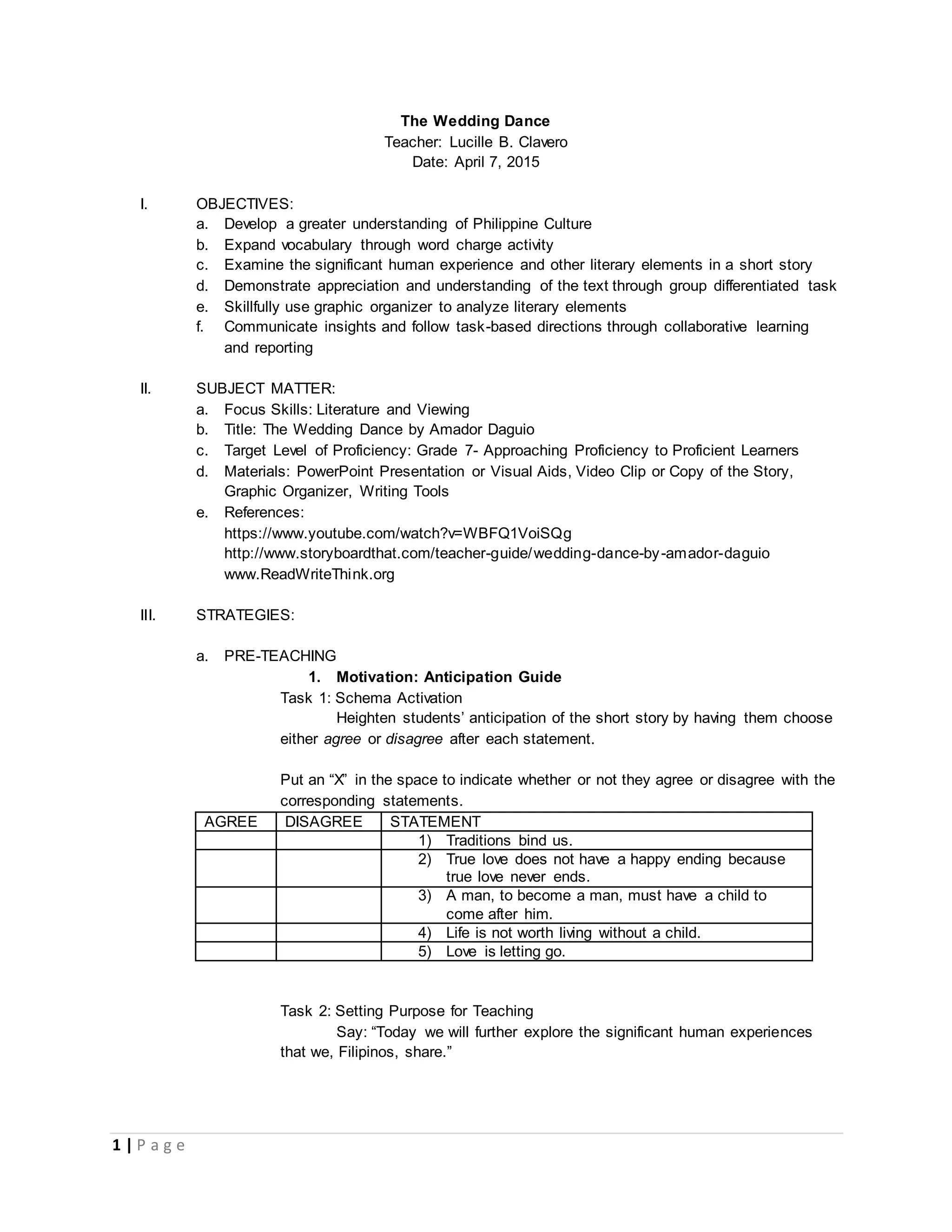 The wedding dance lesson plan | DOCX