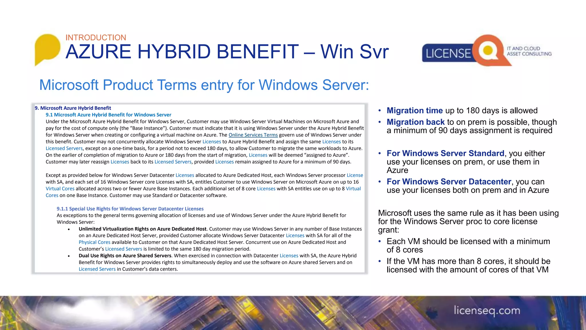 Azure Hybrid Benefit for Windows Server and SQL Server | PPTX