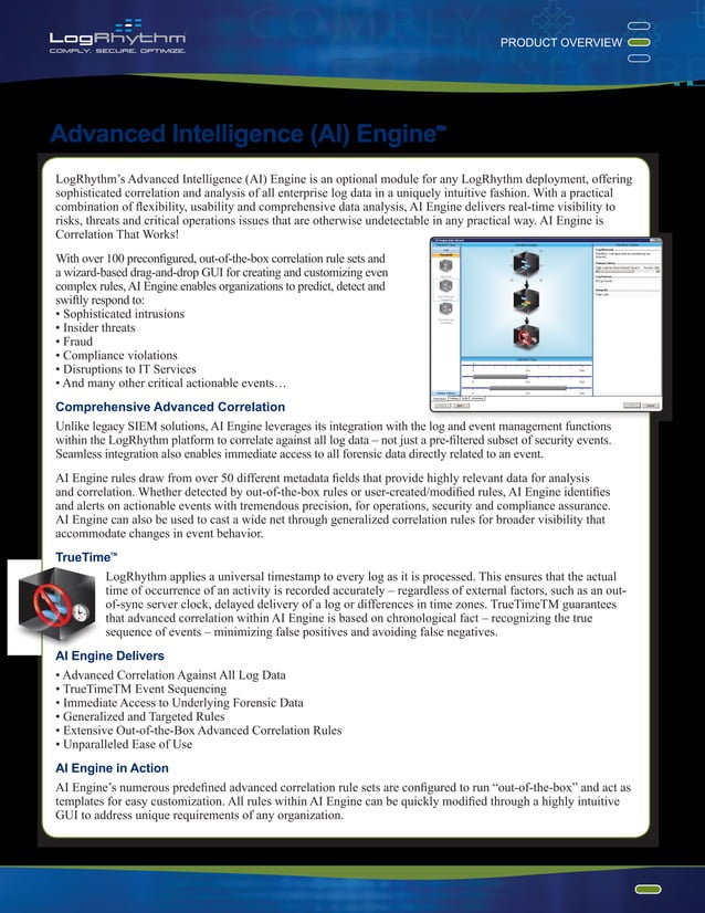 LogRhythm Advanced Intelligence Engine Data Sheet | PDF