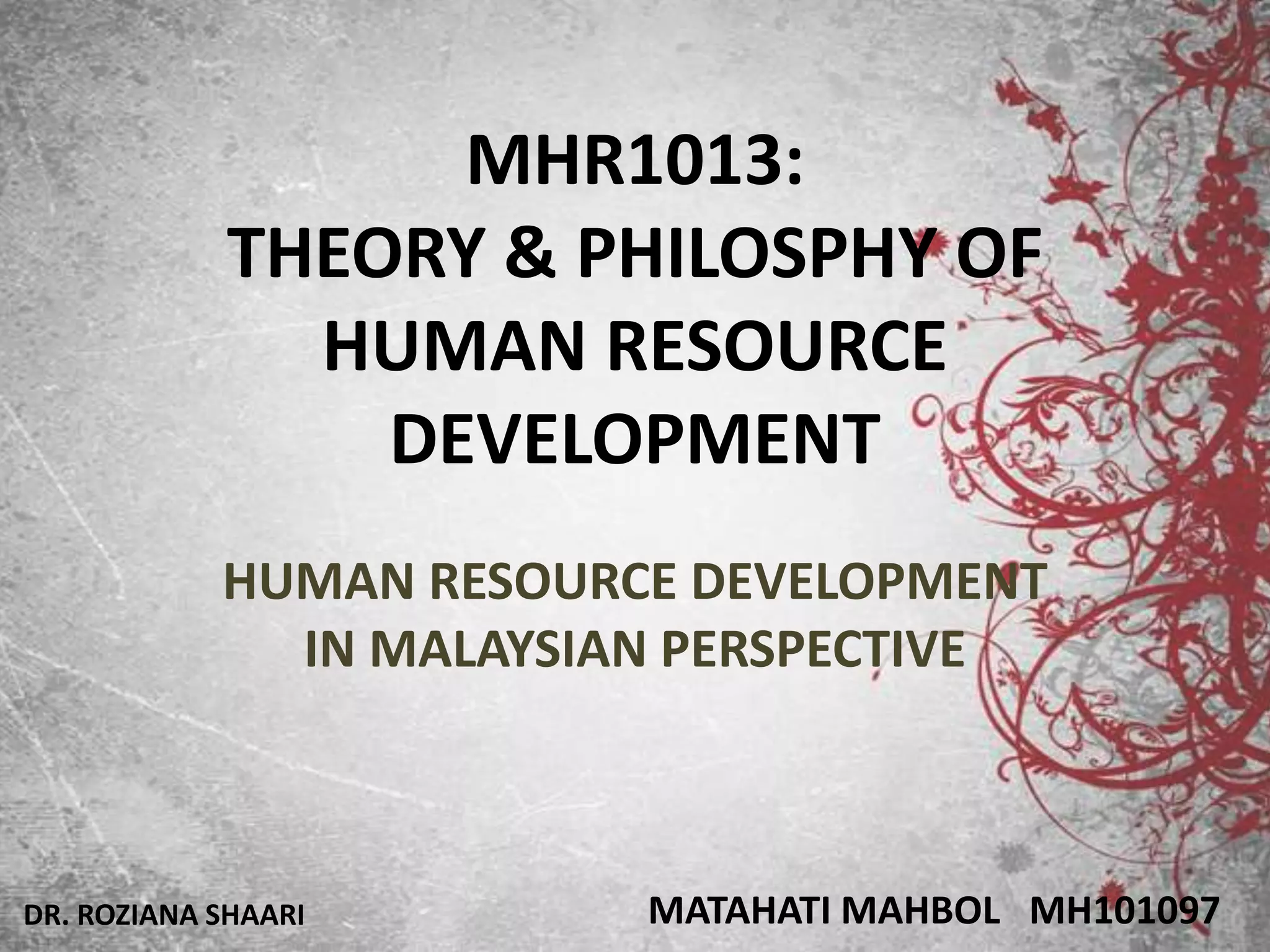HRD in Malaysian Perspective | PPTX