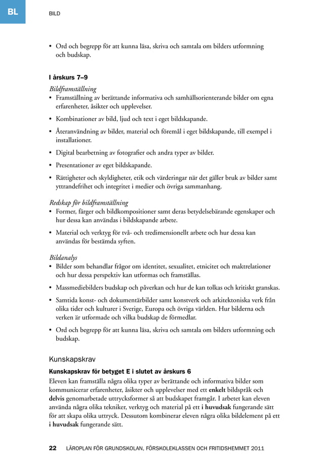 Läroplan för grundskolan, förskoleklassen och fritidshemmet 2011 | PPT