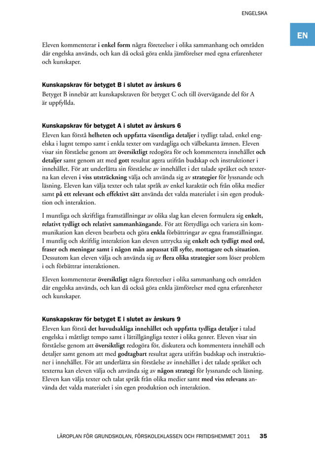 Läroplan för grundskolan, förskoleklassen och fritidshemmet 2011 | PPT