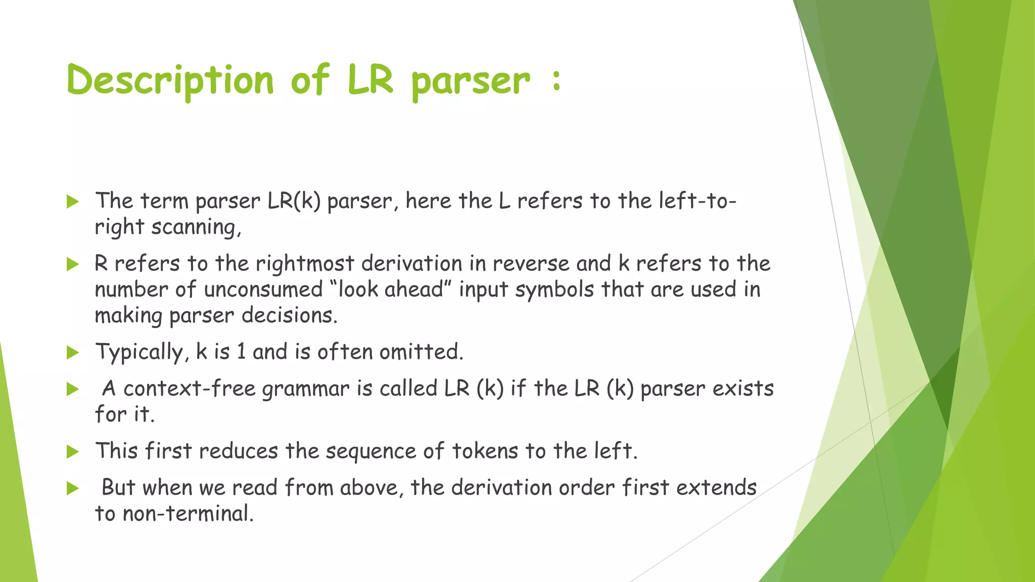 LR PARSE.pptx | Programming Languages | Computing
