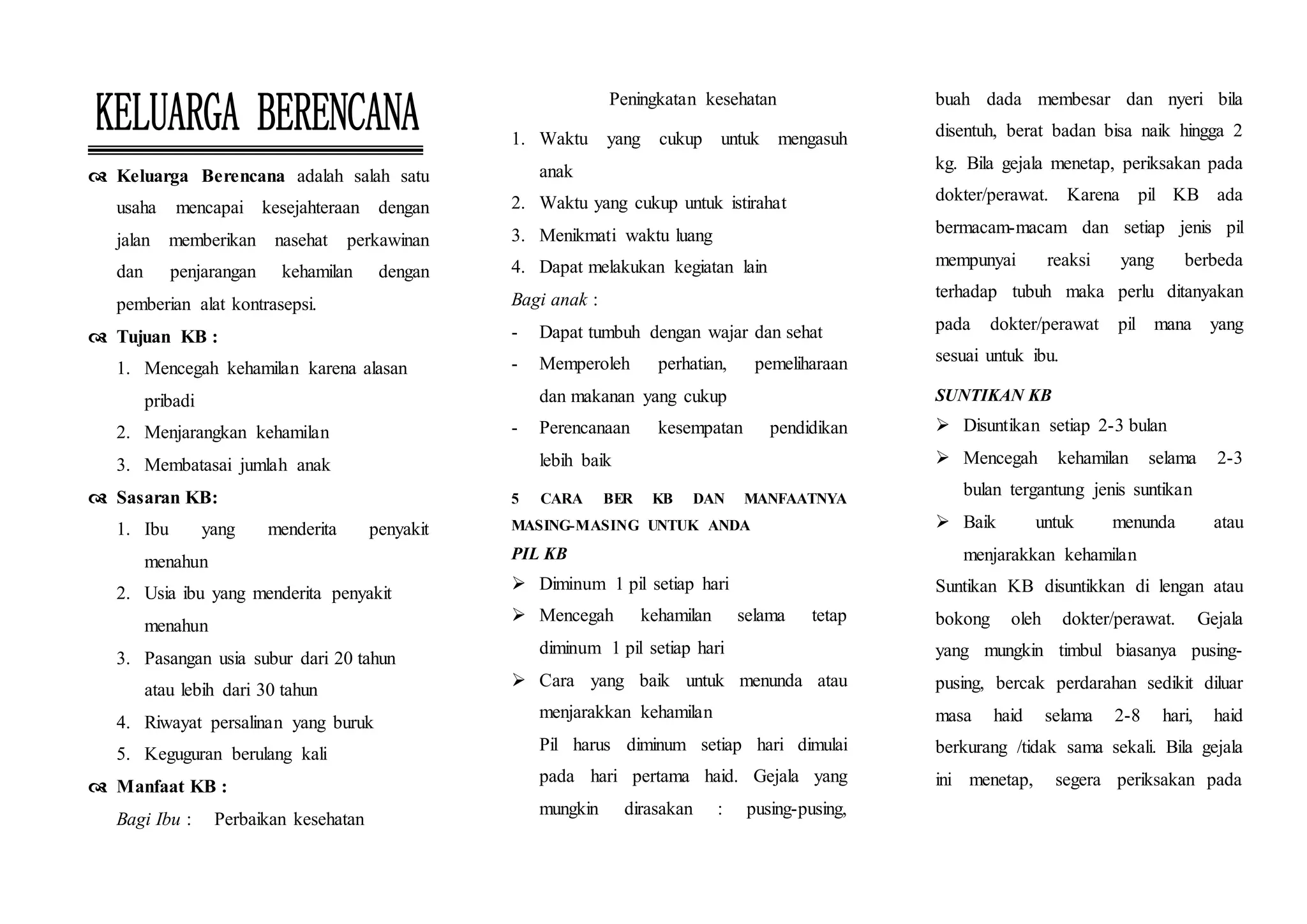 Leaflet kb puskesmas | DOCX