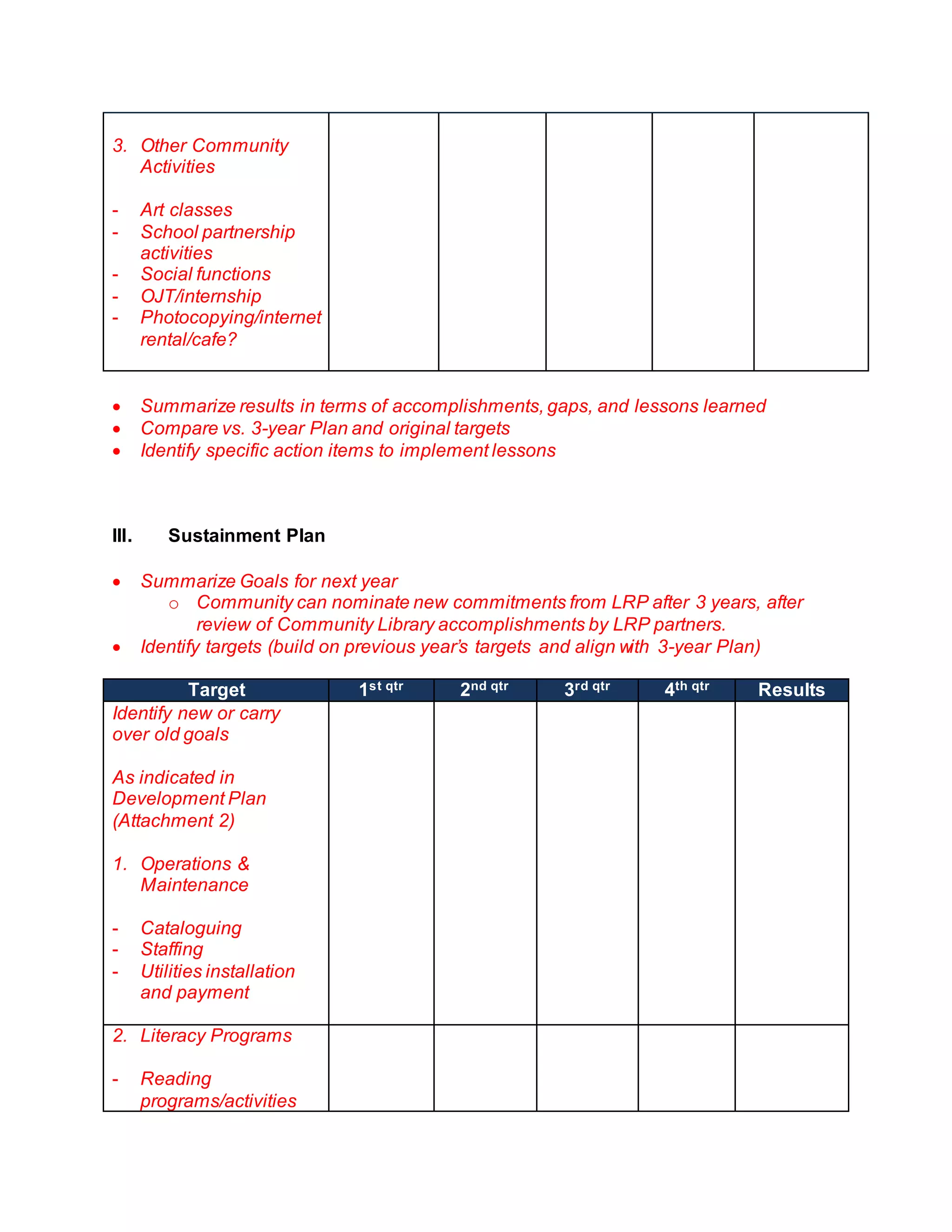 LRP - Community Progress Report Template | DOCX