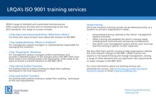 ISO 9001 2015 Transition Certification and Training from LRQA | PPT
