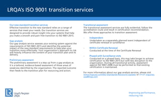 ISO 9001 2015 Transition Certification and Training from LRQA | PPT