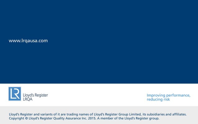 ISO 9001 2015 Transition Certification and Training from LRQA | PPT