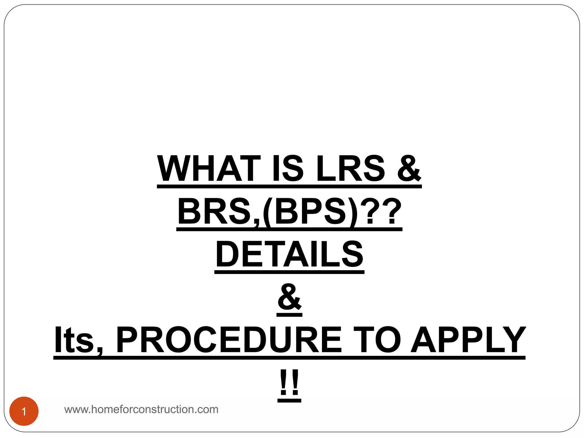 Lrs,Brs scheme details,hyderabad,Telangana | PPTX