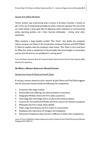 Practice Paper: On Mission, Vision and Value Statements | PDF