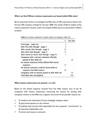 Practice Paper: On Mission, Vision and Value Statements | PDF
