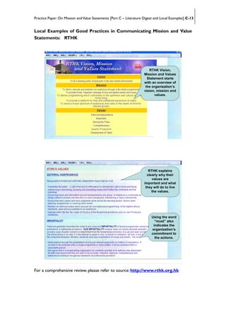 Practice Paper: On Mission, Vision and Value Statements | PDF