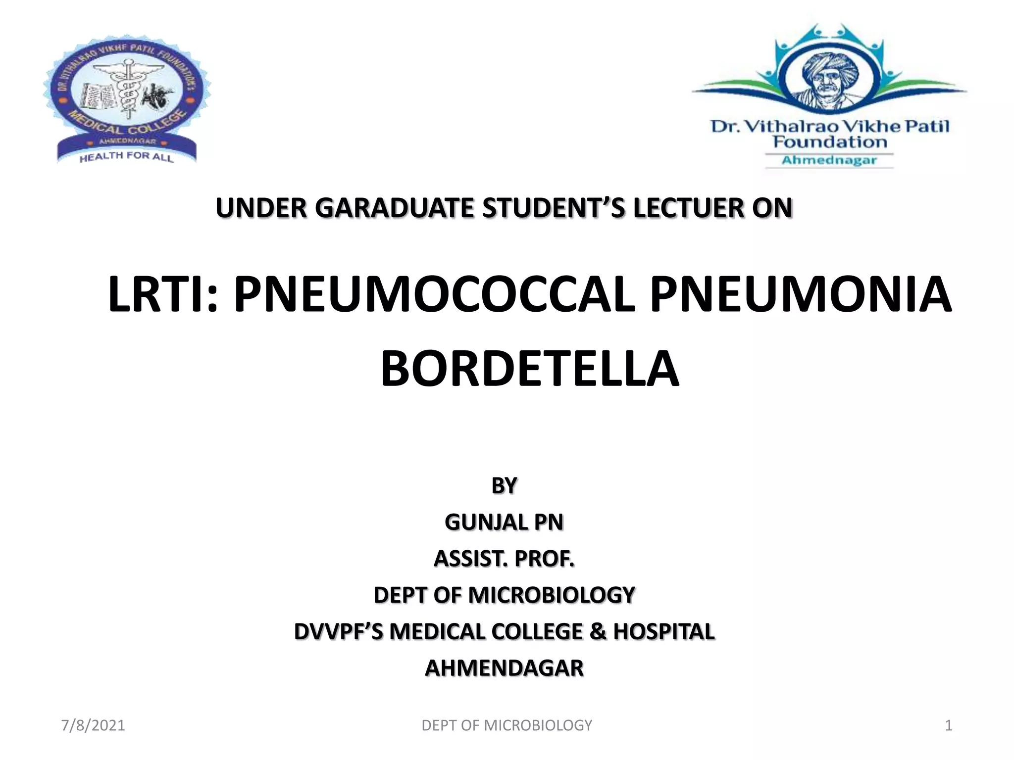 Lrti punemococcal pneumonia and bordetella pertussis | PPT