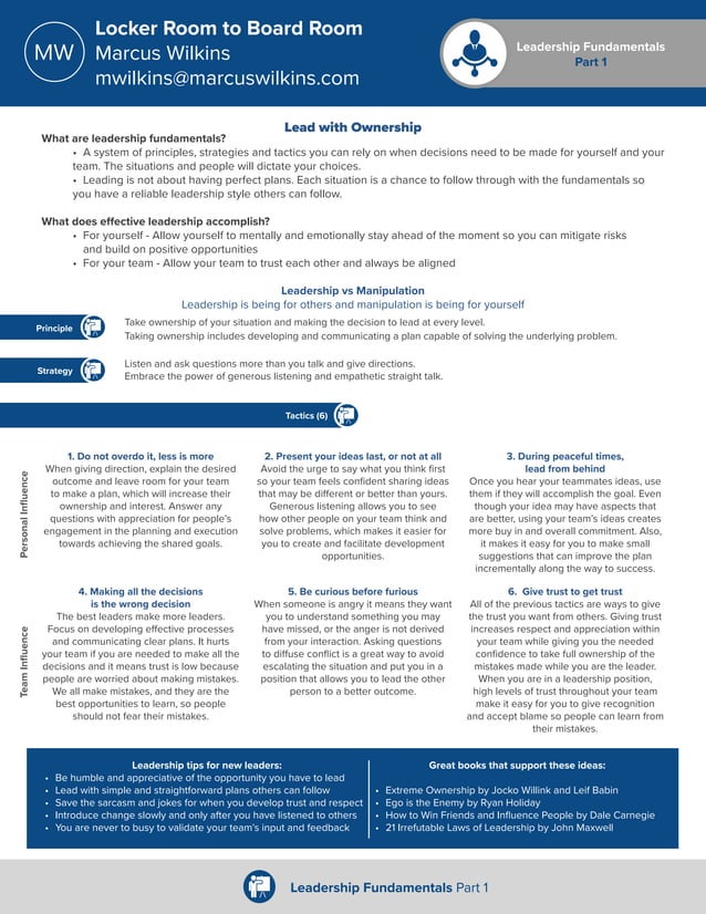 Locker Room to Board Room: Leadership Fundamentals Part 1 - Lead With ...