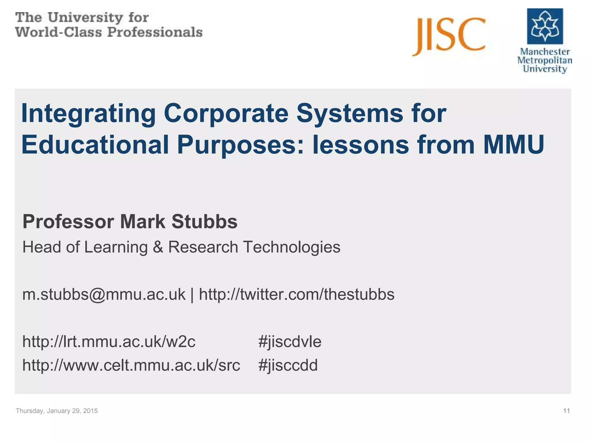 Integrating Corporate Systems at MMU | PPT