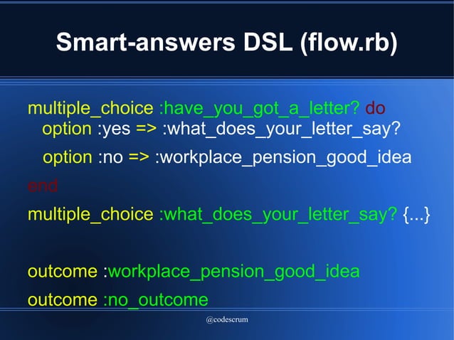 London Ruby User Group - Application Example based on Gov.uk public code | PPT