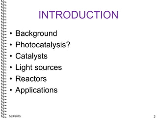 Recent Advances in Photocatalytic Reactors. | PPTX