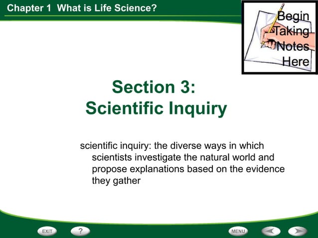 Life Science Chapter 1, Section 3 Scientific Inquiry | PPT