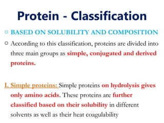 Classification of proteins based on function and solubility | PPTX