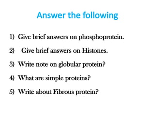 Classification of proteins based on function and solubility | PPTX