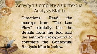Understanding Literary Texts: Structural Elements and Contextual ...
