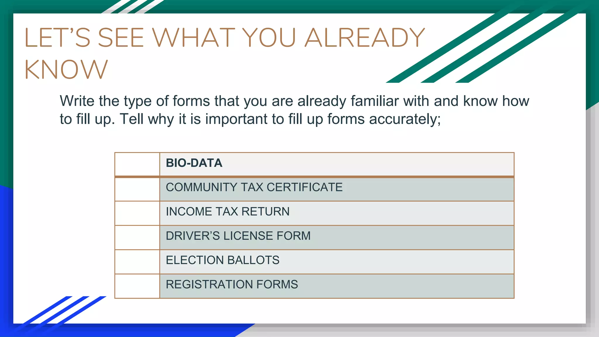 LS1 Filling up Forms | PPTX