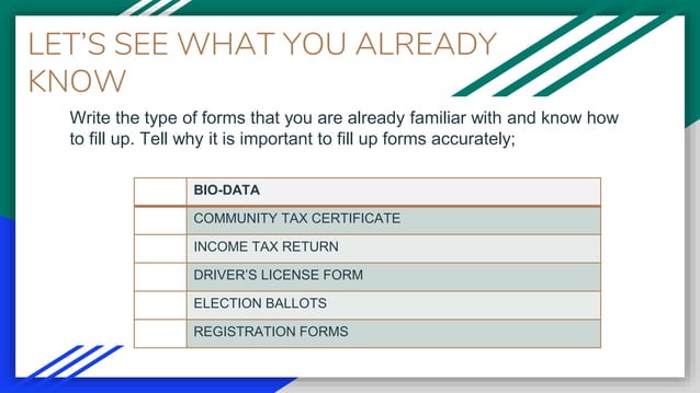 LS1 Filling up Forms | PPTX