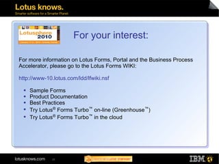 LotusSphere 2010 - Leveraging IBM Lotus® Forms™ with IBM WebSphere ...