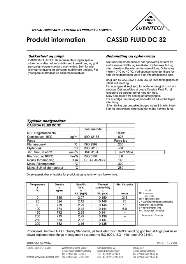 Tds cassida fluid dc 32 dk | PDF