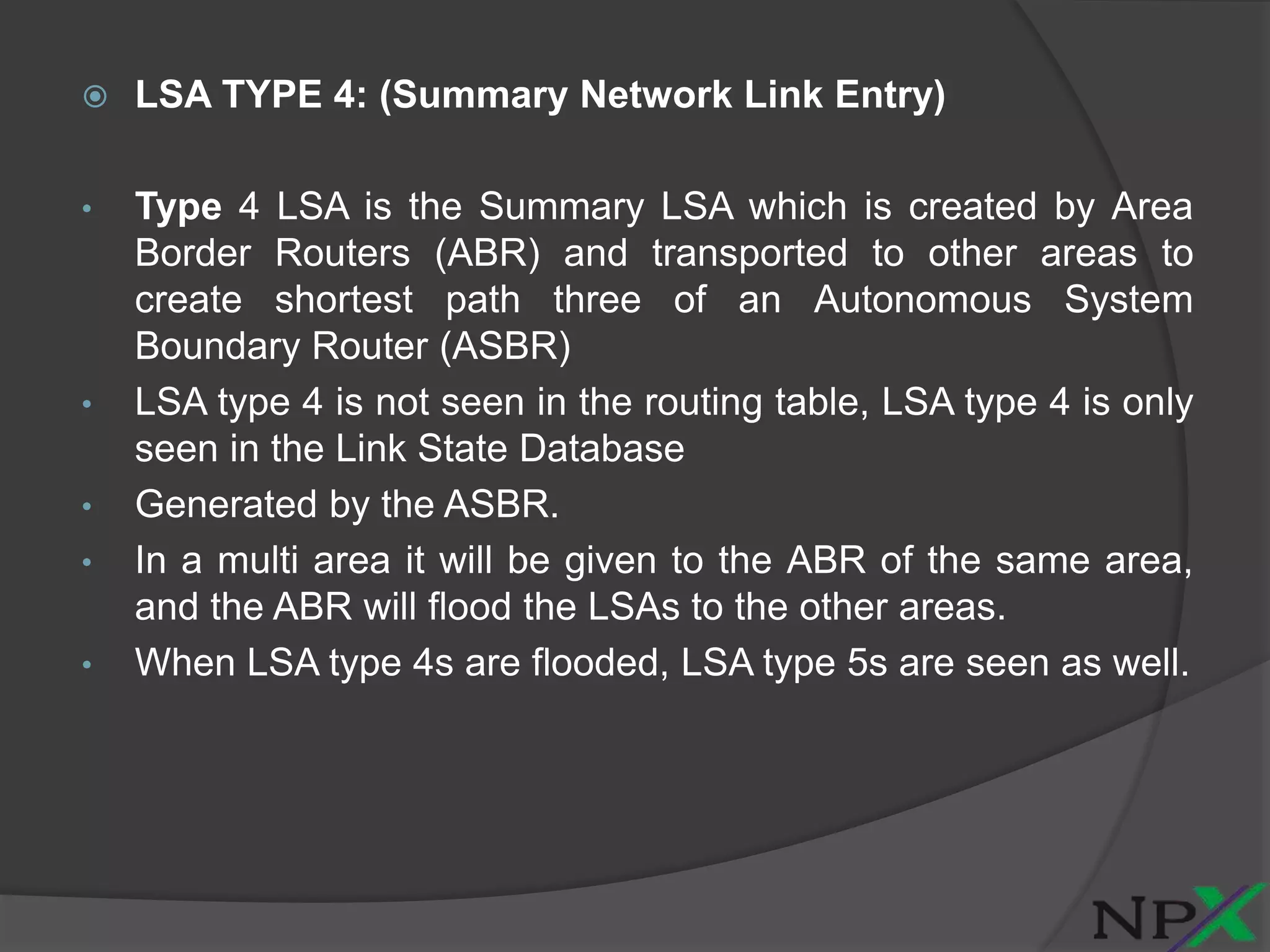 LSA (Link State Advertisement) Types Explanation | PPTX