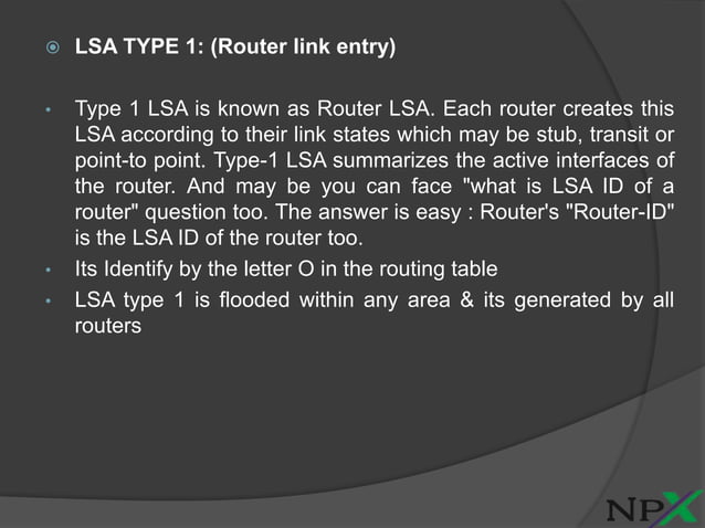 LSA (Link State Advertisement) Types Explanation | PPTX