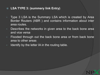 LSA (Link State Advertisement) Types Explanation | PPTX