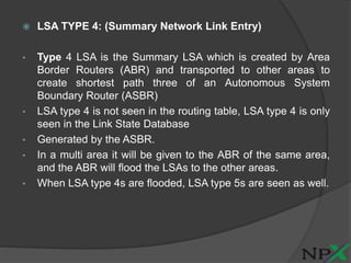 LSA (Link State Advertisement) Types Explanation | PPTX