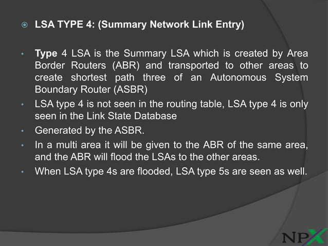 LSA (Link State Advertisement) Types Explanation | PPTX