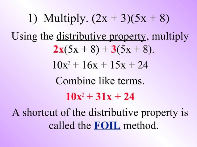 Multiplying polynomials powerpoint | PPT