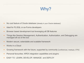 Intro on Oracle Application express - APEX | PPT | Web Development | Internet