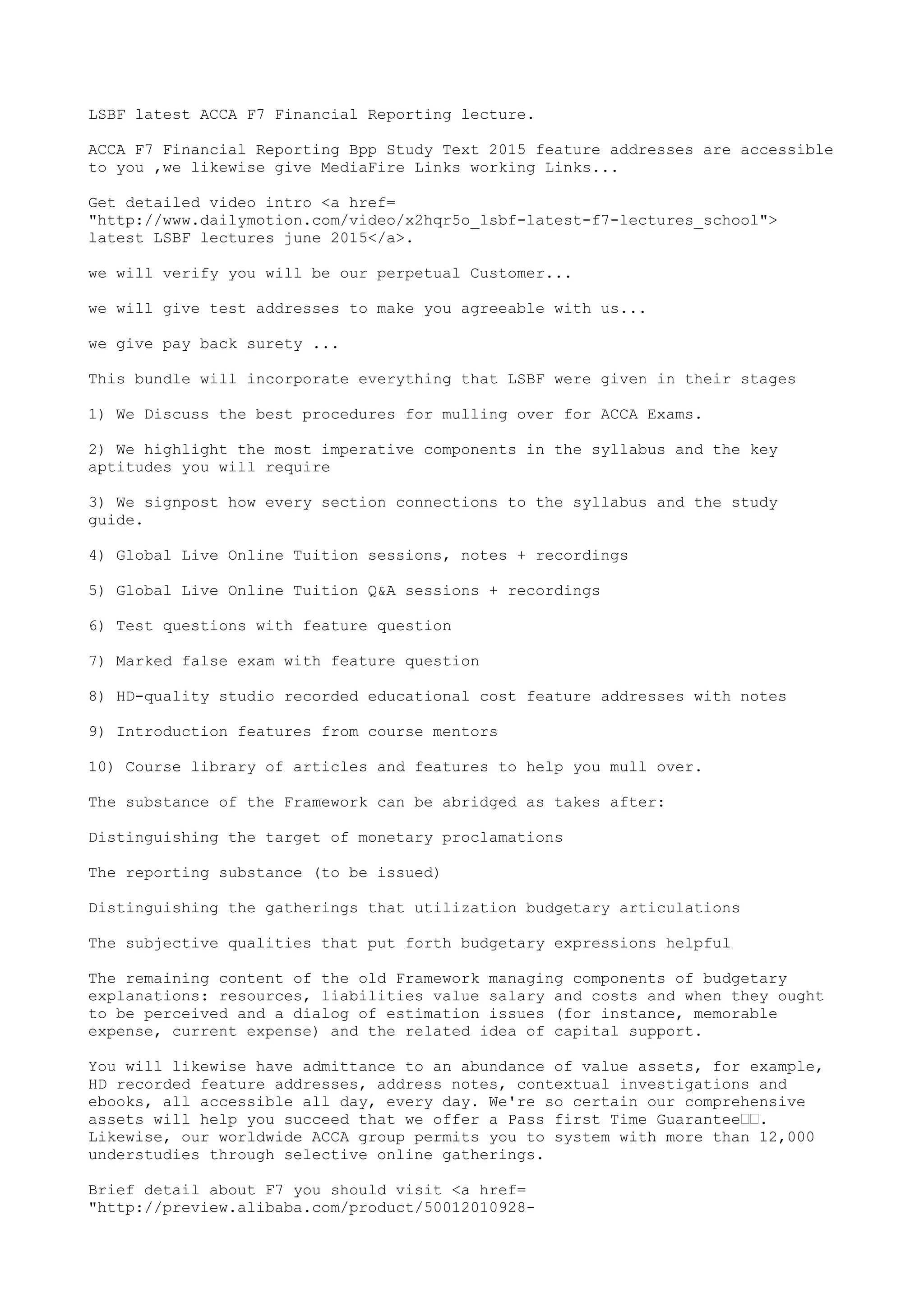 Lsbf latest acca f7 financial reporting lecture | TXT