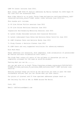 Lsbf p4 latest lectures june 2015 (2) | PDF