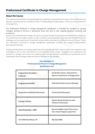 Professional Certificate in Change Management - Delivered Online by ...